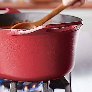 Rachael Ray NITRO Cast Iron Dutch Oven, 6.5 Quart, Red