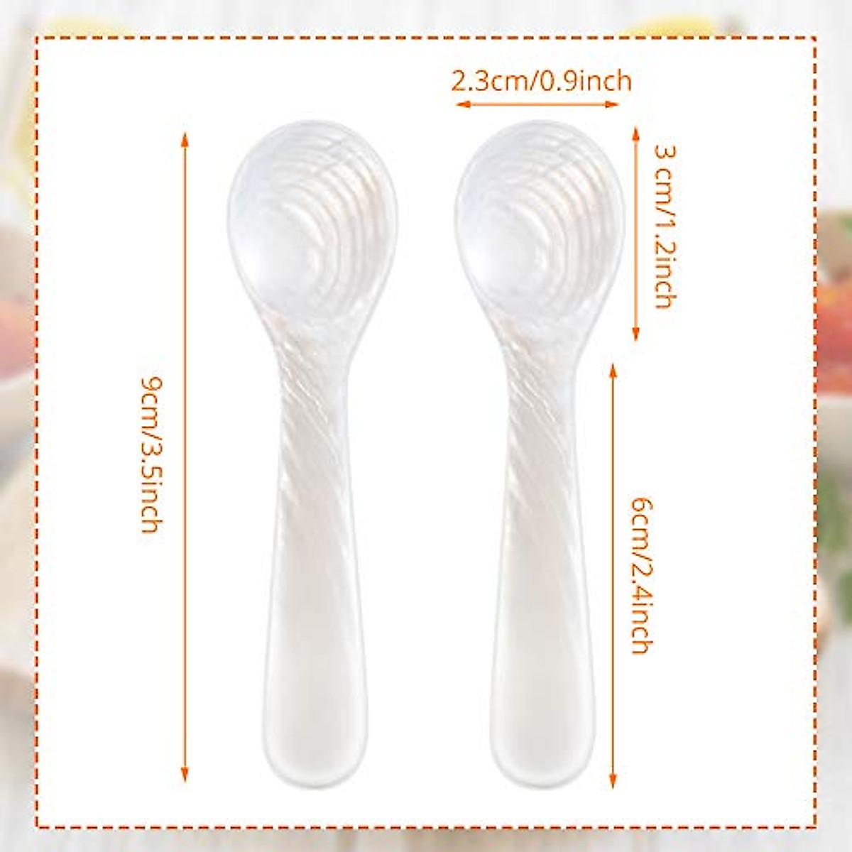 Set of Caviar Spoons Shell Spoon Mother of Pearl Caviar Spoons W Round Handle for Caviar, Egg, Ice Cream, Coffee, Restaurant Serving (2 Pieces,3.54 Inches)