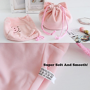 AKOAK 1 Pack Cute Fluffy Piglet Makeup Bag, Drawstring Tote Bag, Portable Travel Makeup Bag Storage Organizer