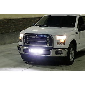 iJDMTOY Lower Grille Mount LED Light Bar Compatible with 2015-20 Ford F150 XLT Lariat Limited, Includes (1) 96W High Power LED Lightbar, Lower Bumper Opening Mount Brackets & On/Off Switch Wiring