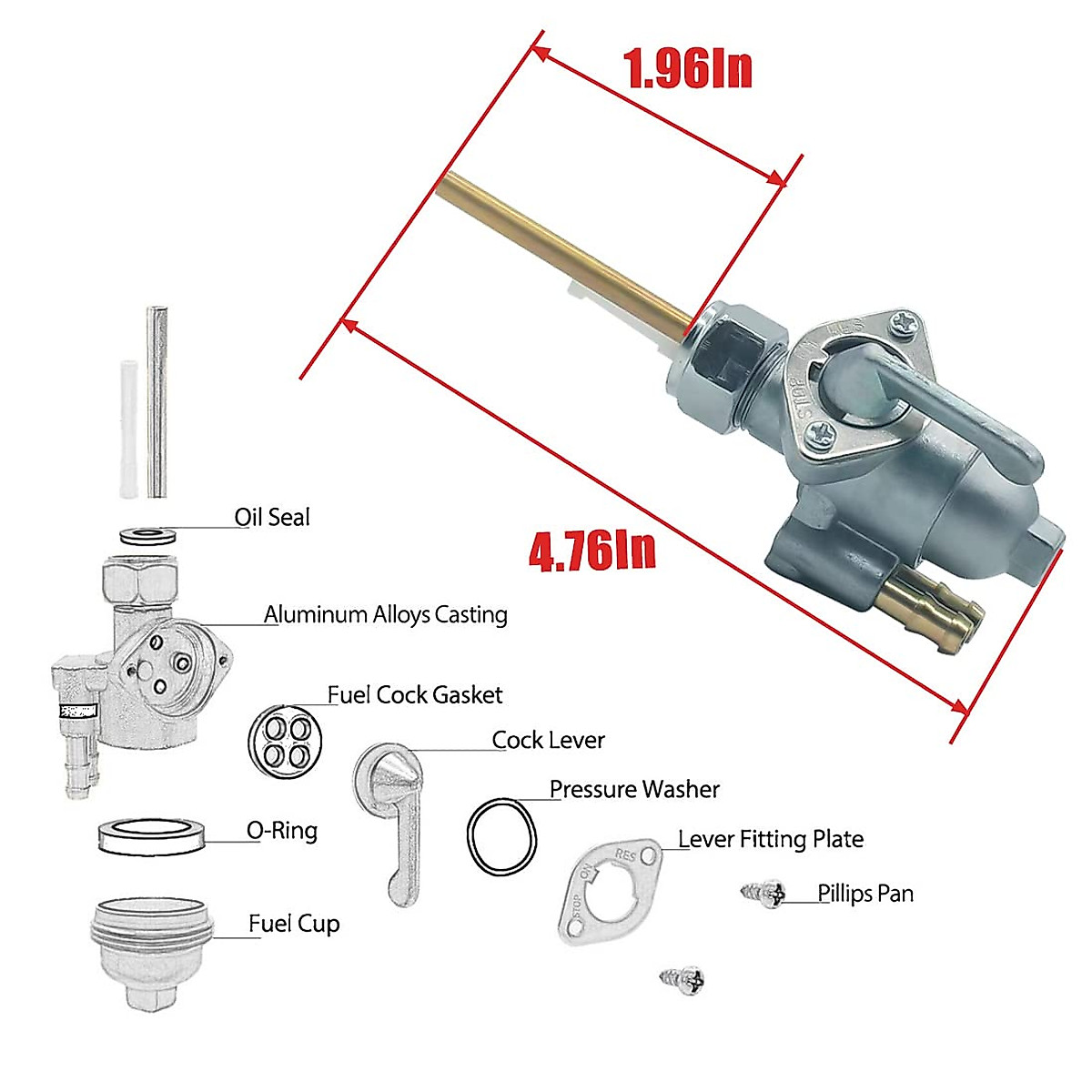 Aniro Moto Fuel Valve Petcock Replace for Honda CL175 CB350 CL350 SL350 CB360 CL360 CB450 CL450