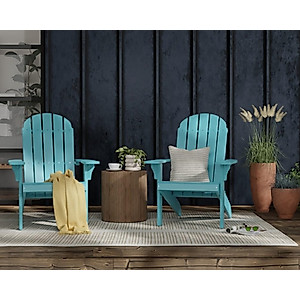 PolyTEAK Adirondack Chair, Premium Weather Resistant Poly Lumber, Outdoor Patio Furniture, Up to 300 lbs, Plastic Adirondack Chairs for Porch, Deck, & Pool Side (Traditional, Blue)