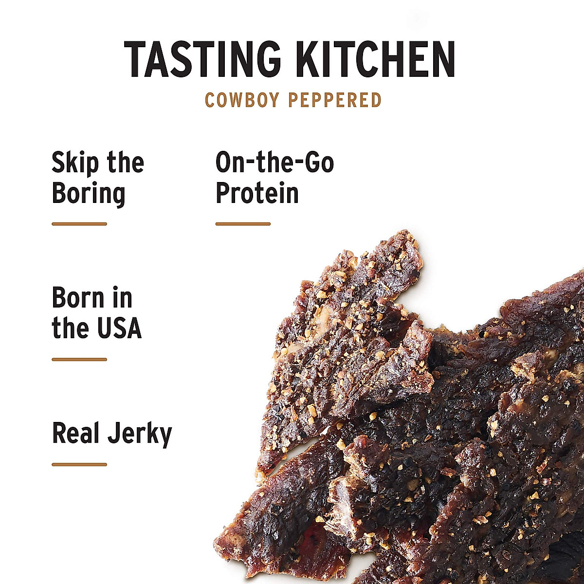 People's Choice Beef Jerky - Tasting Kitchen - Cowboy Peppered Beef Jerky - Camping Food, Backpacking Snacks, Road Trip Snacks - High Protein Low Sodium Healthy Snacks - 1 Pound, 16 oz - 1 Bag