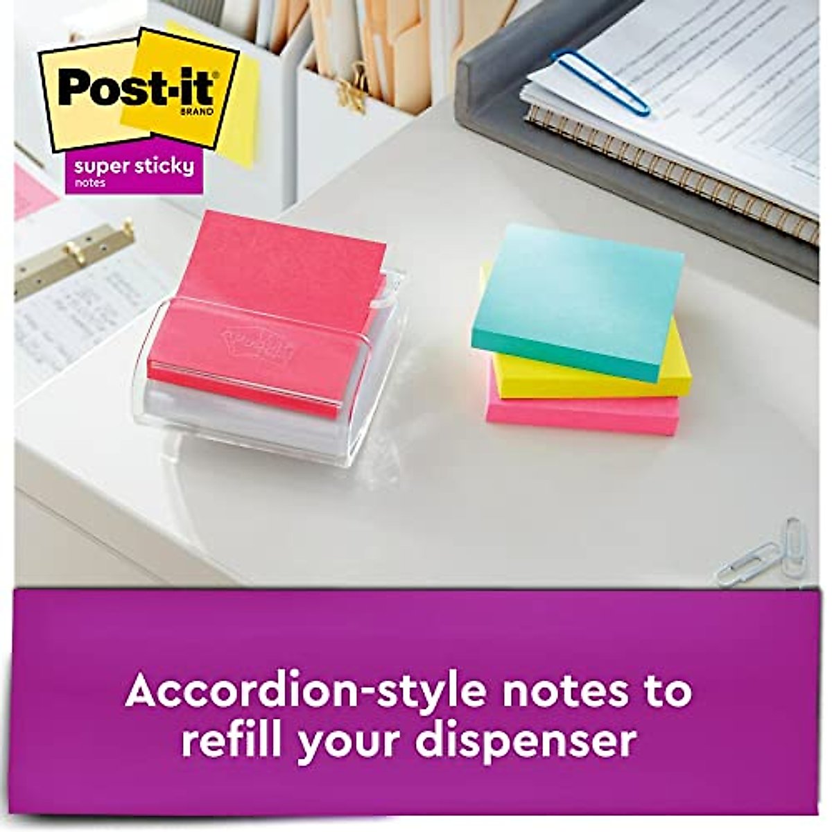 Post-it® Super Sticky Pop-up Notes, 3" x 3", Assorted, , Pack Of 10 Pads