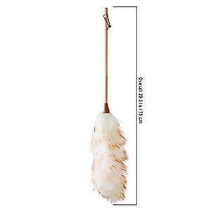 Redecker Lambswool Duster, Natural Magnet for Dust and Fine Particles, Cleans Without Scratching, Untreated Lambswool and Untreated Wooden Handle, 27-1/2 inches, Made in Belgium