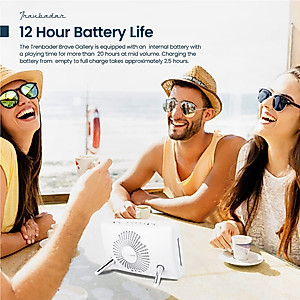 TRENBADER Bravo Gallery Picture Frame Bluetooth Speaker FM Radio Wireless Rechargeable 7” Custom Photo Frame Portable Bluetooth Speaker Loud HD Stereo Sound Rich Bass for Home Office Desk Shelf White