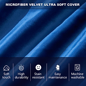 HABUTWAY Bean Bag Chair 3Ft Luxurious Velvet Ultra Soft Fur with High-Rebound Memory Foam for Adults Plush Lazy Sofa with Fluffy Removable Sponge 3'(Dark Blue)