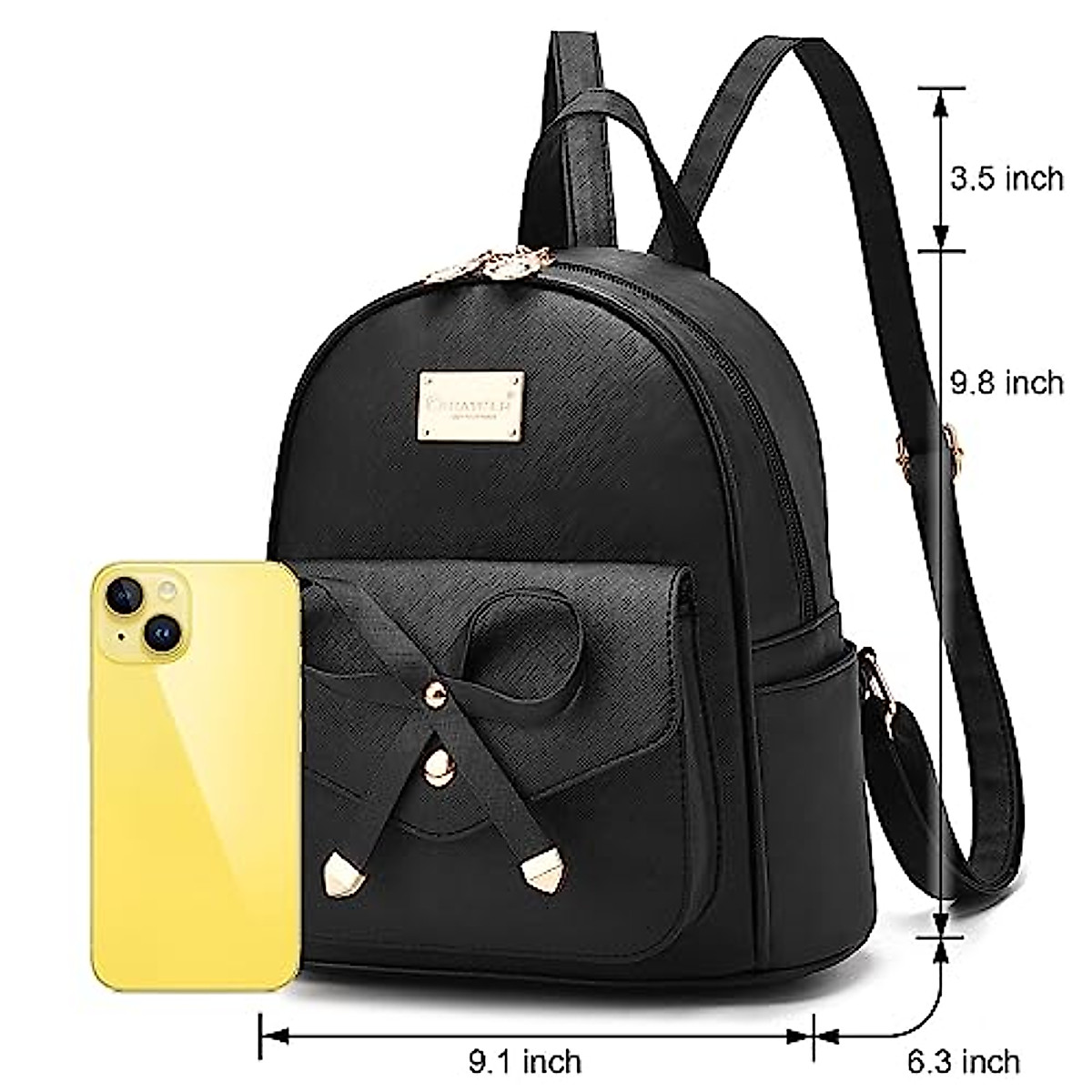 I IHAYNER Girls Bowknot Small Leather Backpack Cute Backpacks for Girls Mini Backpack Purse for Women Mini Backpack for Girls Black
