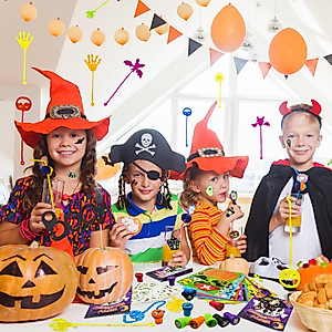 Cinrobiye 72 Pcs Halloween Party Favors，Halloween Coloring Books Tattoo DIY Sticker Stampers Bulk Trick or Treat Goodie Bags Fillers Stuffer Classroom Reward Activity Supplies