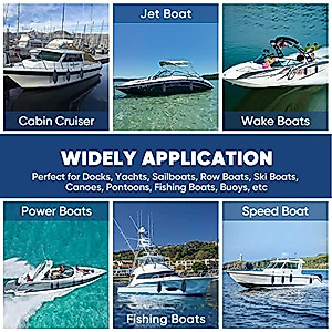 Dreizack Boat Fenders 4 Pack 6.5"x23", Boat Bumpers for Docking with 4 Ropes, Inflatable Ribbed Marine Pontoon Boat Fender Bumper for Docks with 1 Storage Bag, 1 Air Pump and 4 Needles, Blue