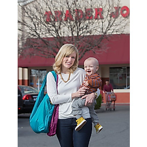 ChicoBag VITA Reusable Shopping Bag with Attached Pouch and Carabiner Clip, Compact, Designer Shoulder Tote, Pale Green