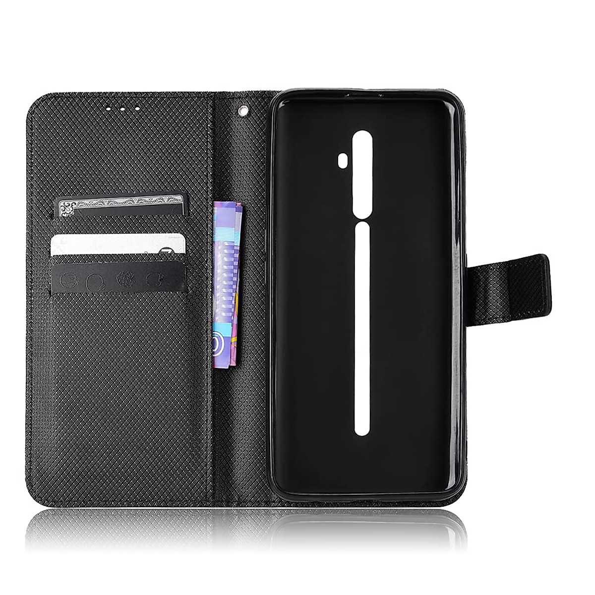 Elubugod Case for Oppo Reno2 Z Leather Case Cover,Case for Oppo Reno2 F Leather Case Cover,Case for Oppo Reno 2Z CPH1945 CPH1951 PCKM80 / Reno 2F CPH1989 Case PU Leather flip Cover Black