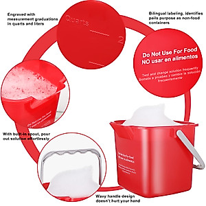 Roshtia 6 Pcs 3 Quart Cleaning Bucket Small Sanitizing Square Bucket Detergent Pail for Home Commercial Restaurant Kitchen Office School (Green, Red)