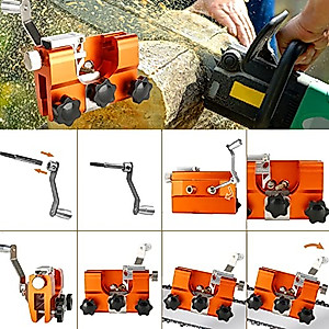 Chainsaw Sharpener, Chainsaw Sharpening Jig Hand-Cranked Chainsaw Sharpener Kit with 3 Grinding Rod, Chainsaw Sharpening Tool for Gas/Electric Chain Saw, Lumberjack and Garden Worker (Large Size)