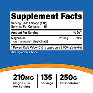 Nutricost Magnesium Glycinate Powder (250 Grams) (Unflavored)
