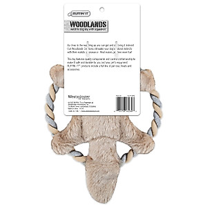 RUFFIN' IT Rhode Island Textile Woodlands Chipmunk Plush Dog Toy with Rope Chew Ring, Mutli, 8.5 inch (Pack of 1), All Breed Sizes