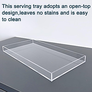 2 Pack Acrylic Tray,Vanity Tray 11.2x5.9 Inch,Acrylic BathroomTray for Counter,Clear Serving Tray for Cup, Sponge, Soap, Plant (Large, Clear)