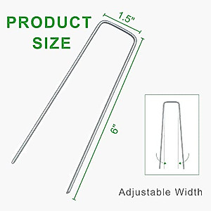 GROWNEER 100 Packs 6 Inches Heavy Duty 11 Gauge Galvanized Steel Garden Stakes Staples Securing Pegs for Securing Weed Fabric Landscape Fabric Netting Ground Sheets and Fleece