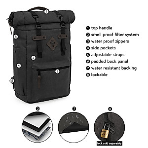 Revelry Supply RV70090 Smoke, Drifter, Rolltop Backpack
