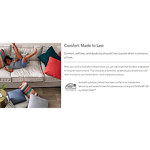 Naturesroom Sunbrella Outdoor Pillows for Patio Furniture - 18" W x 18" L x 6" Thick, Waterproof Throw Pillow with Comfort, Style & Durability Designed for Outdoor Living - Made in The USA