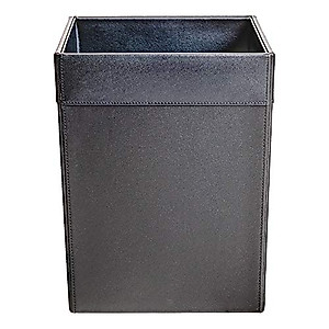 Dacasso Classic Black Leather Square Waste Basket