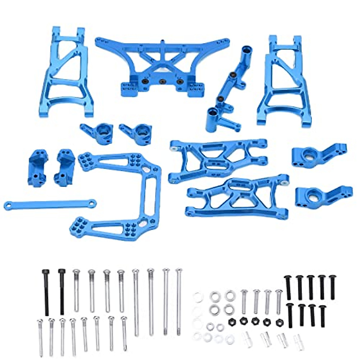 RC Front Rear Suspension Arm Kit, 1/10 RC Aluminum Alloy Parts Kit Compatible for TRAXXAS Slash 2WD 1/10 RC Car(Blue)