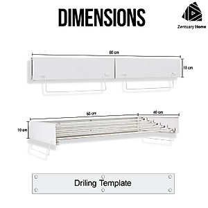 Zentuary Home Wall Mounted Clothes Drying Rack – Space-Saving Foldable Laundry Dryer Rack with 2 Towel Rails, Hangers & Pegs Included |Collapsible Wall Drying Rack | Indoor & Outdoor Use, 31.5 Inches