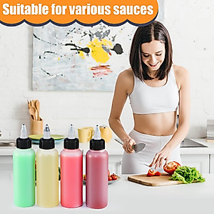 Yephets 32 Pack Semi-Transparent Boston Dispensing Bottles Empty Round LDPE Plastic Squeeze Dropper Bottles Squeeze Bottles with Twist Top Cap for Liquids Oils Art Crafts Kitchen Household (4 oz)