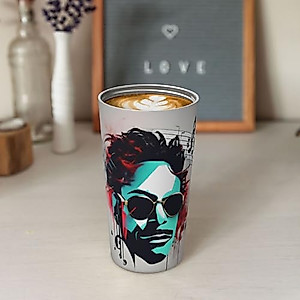WANGXUEE Music Note Print 500ml Stainless Steel Travel Tumbler Double Wall Vacuum Insulated Coffee Mug