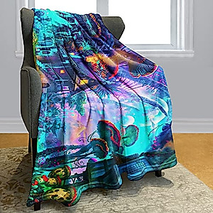 YISUMEI Trippy Mushroom Throw Blanket Colorful Forest Plant Fleece Blanket Soft Warm Cozy for Sofa Couch Bed 60"x80"