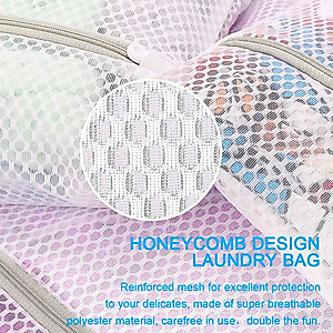 Kmchilj 3Pcs Durable Honeycomb Mesh Laundry Bags,Reusable Washing Machine Wash Bags for Delicates 12 x 16 Inches (3 Medium)