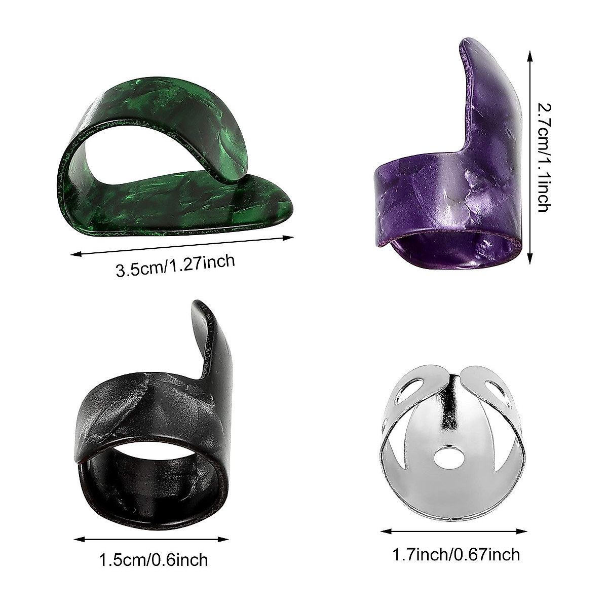 15 Pieces Banjo Guitar Picks Ring Thumb Finger Picks Alaska Open Design Finger Pick Stainless Steel Finger Picks Adjustable Plectrum Thumb Middle Finger for Acoustic Guitar Banjo Bass (Mutiple Color)