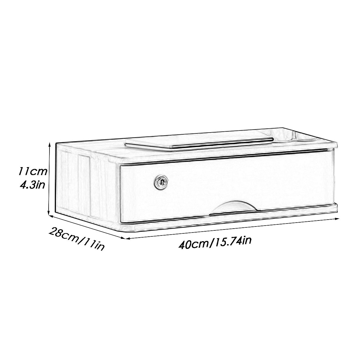 Desktop File Cabinet - With Lock Flat File Cabinet Storage, Solid Wood Storage Box, Desktop Drawer Cabinet, Wooden File Cabinet/Desktop Storage Cabinet/Data Cabinet, 1/2/3/4 Tier ( Color : White , Siz