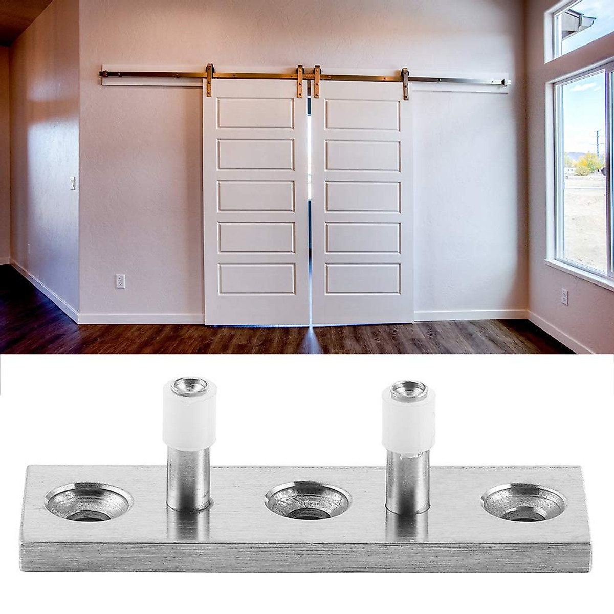 Haofy Door Bottom, Household Barn Door Floor, Floor Roller Hardware Fittings for Sliding Barn Door