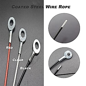 Bytiyar 10 pcs 10 inch (25cm) 3mm Thickness Galvanized Steel Wire Cable Eyelets Ended Short Rope Lanyard Safety Tether Chain Lock with Vinyl Coated Cover Black
