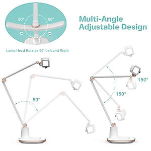 BEYONDOP e-Reading LED Desk Lamp with Monitor Sensor, Touch Table Lamp for Home Office, Eye-Caring Reading Lamp for Working Studying, Auto-Dimming Swing Arm Desk Lamp for Engineers Designers Gaming