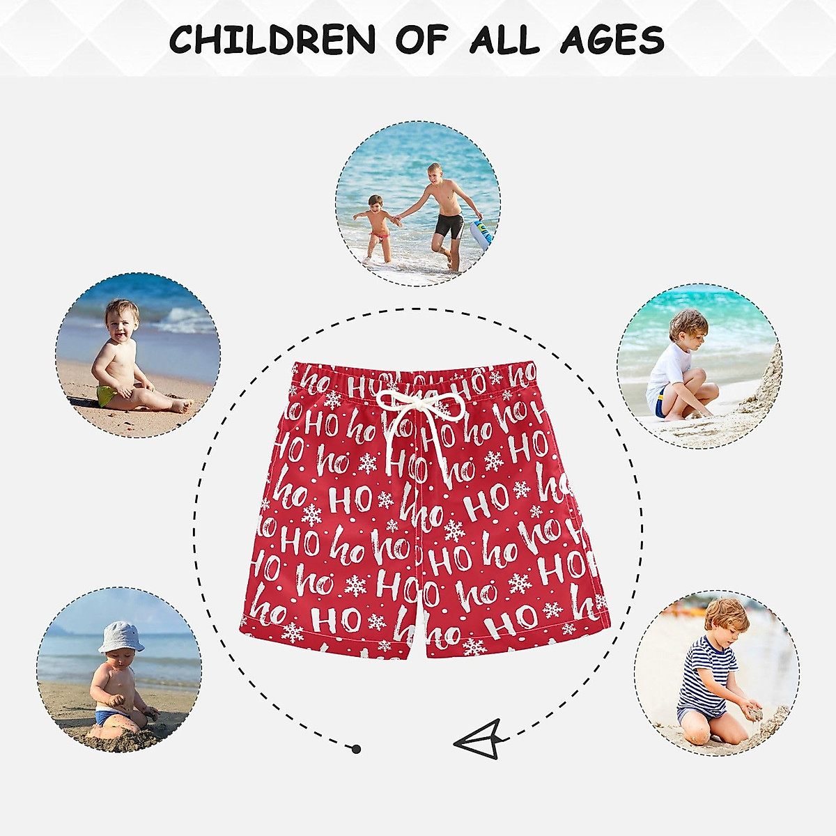 Aflyko Christmas Board Shorts Ho Ho Ho Xmas Snowflake Swim Trunk Bathing Suit New Year Boys Girls Beach Swimwear Quick Dry Swimming Shorts All Day Shorts Gym Shorts S