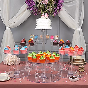 Efavormart Lovely 8 Tier Acrylic Crystal Glass Clear Cake Dessert Decorating Stand for Birthday Party Wedding