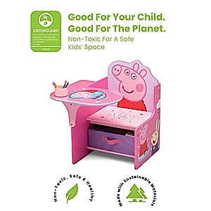 Delta Children Chair Desk with Storage Bin + Design and Store 6 Bin Toy Storage Organizer, Peppa Pig (Bundle)
