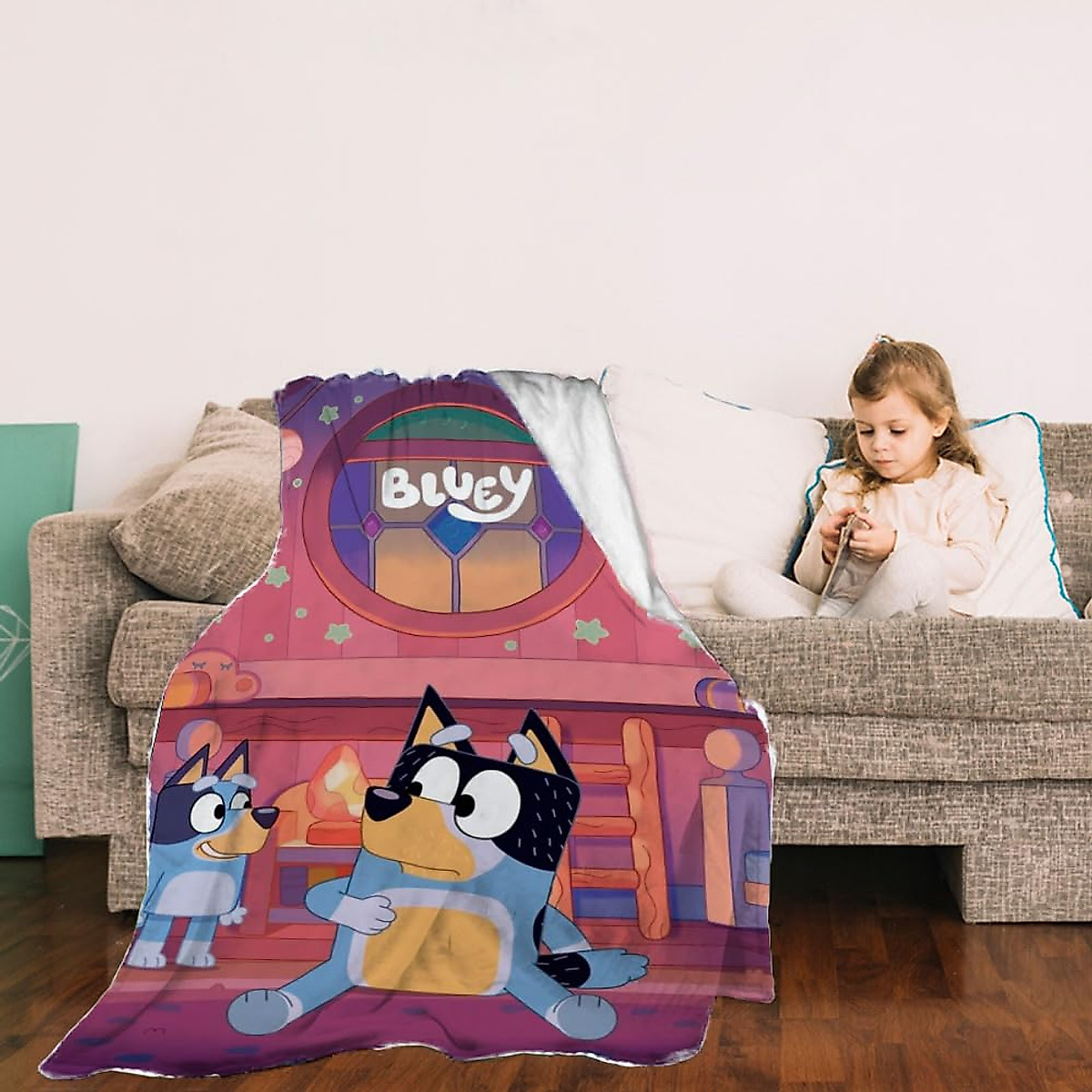 ORGANISET | 50"x 40" | Blanket for Kids, Toddler Blankets for Boys and Girls, Kids Blankets Cartoon, Bluey Toddler Bedding, Throw Blanket Flannel for Bed