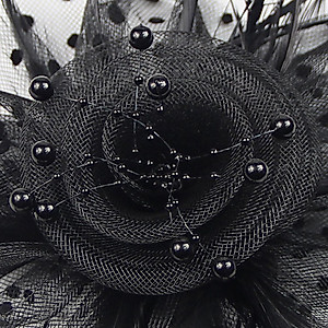 Cocktail Fascinator Hat 20s Pillbox Tea Party Hat Wedding Headwear Kentucky Derby Hats for Women(Black)