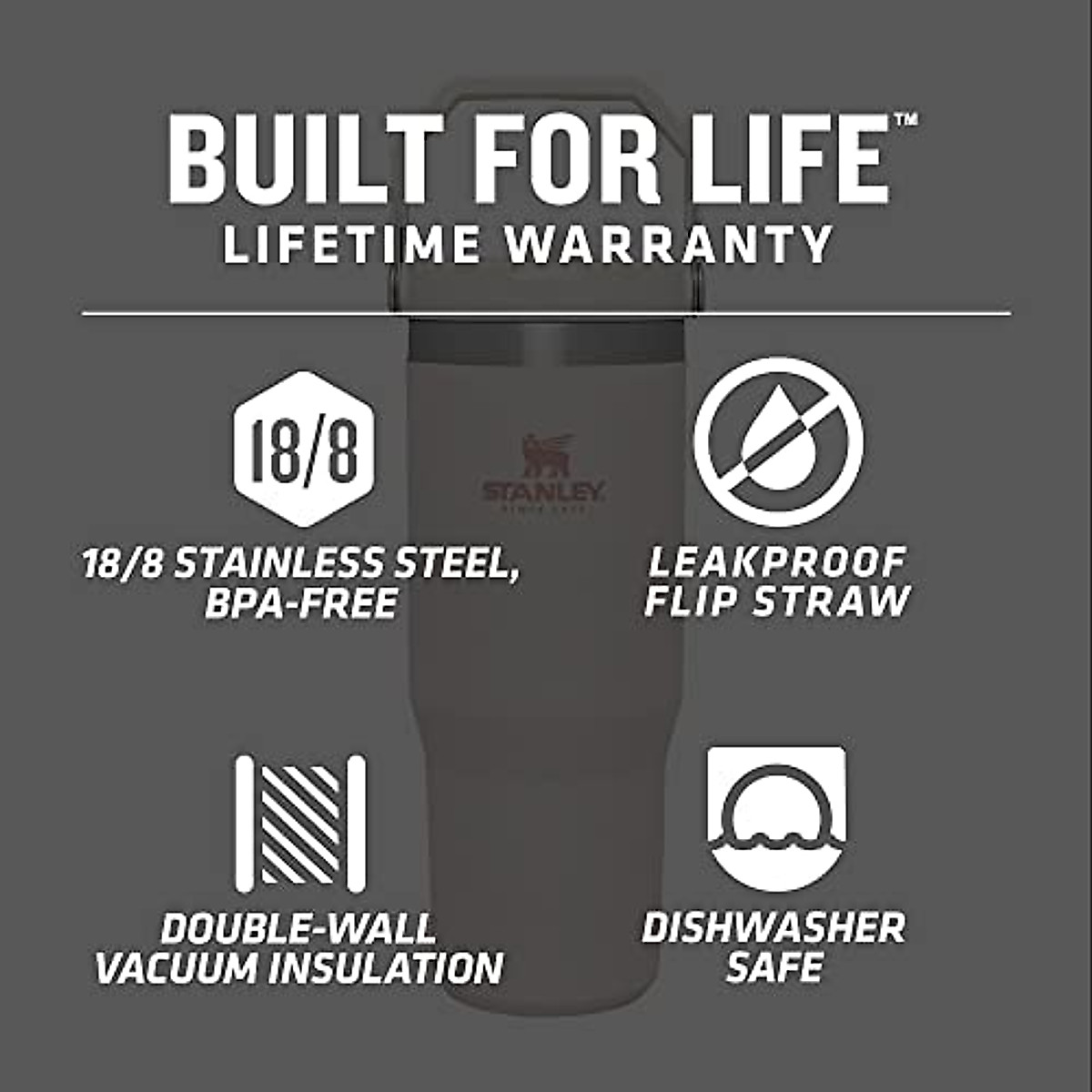 Stanley IceFlow Stainless Steel Tumbler with Straw - Vacuum Insulated Water Bottle for Home, Office or Car - Reusable Cup with Straw Leakproof Flip - Cold for 12 Hrs or Iced for 2 Days