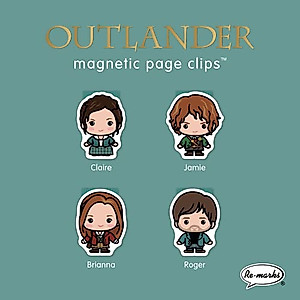 Re-marks “Outlander” Bookmark Characters, Magnetic Bookmarkers, 2 Sets of 4 Page Clips, 8 Clips Total