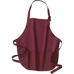 Port Authority - Medium Length Apron with Pouch Pockets. - Maroon A510 OS