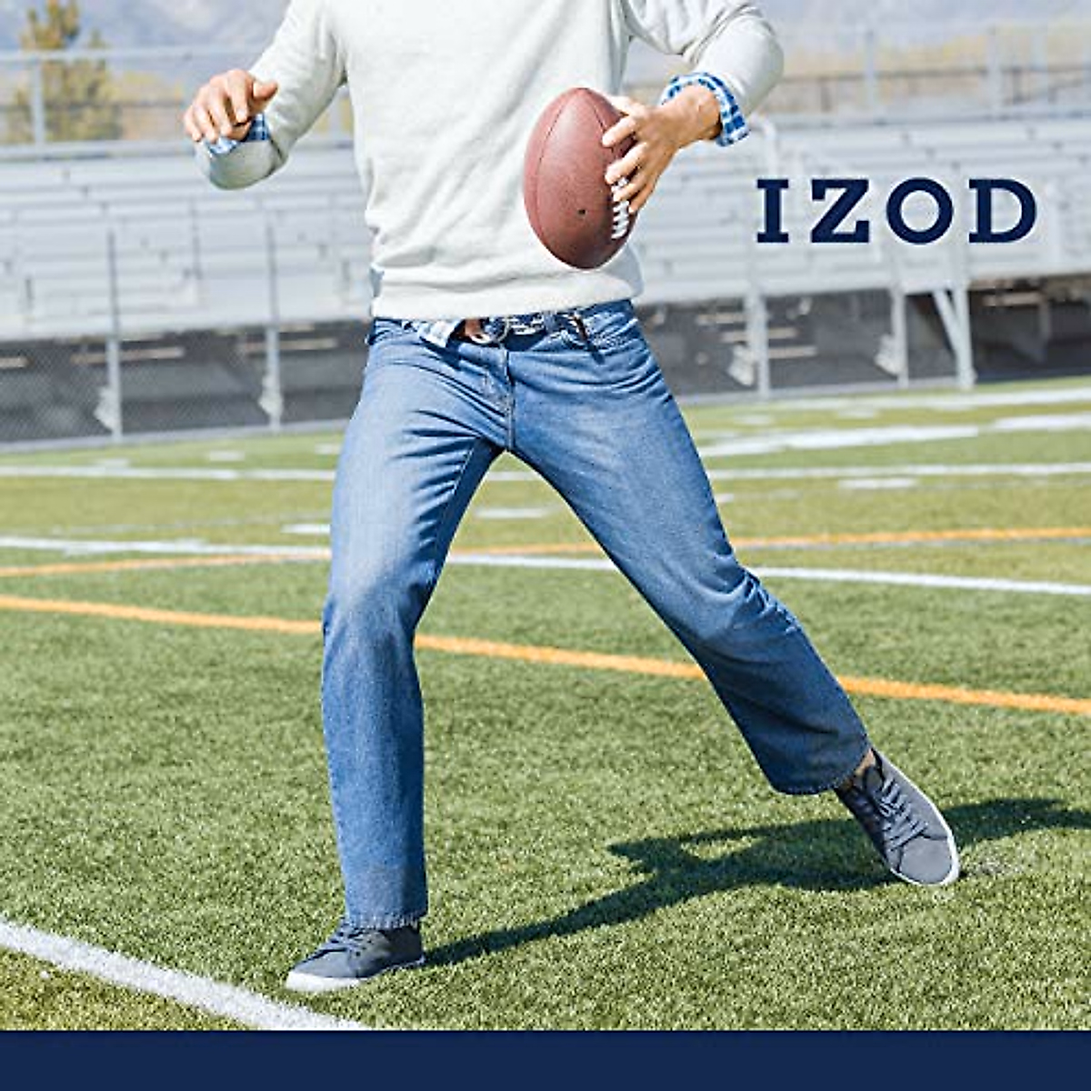 IZOD Men's Comfort Stretch Denim Jeans (Relaxed Fit), Indigo Blast, 34W x 32L