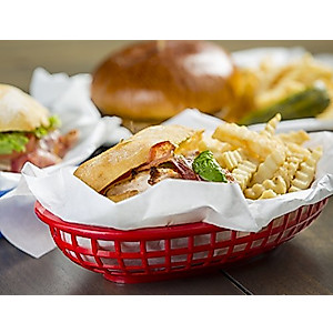 TableCraft H1074R6 6-Piece Classic Oval Plastic Baskets, Red