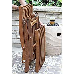 Outdoor Interiors VC7080 Eucalyptus Venetian 5 Position Steamer/Lounger with Ottoman