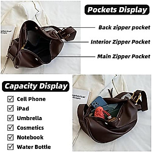 Mudono Crossbody Bag for Women Large Leather Shoulder Purse Casual Hobo Crossbody Handbag Lightweight Crescent Satchel