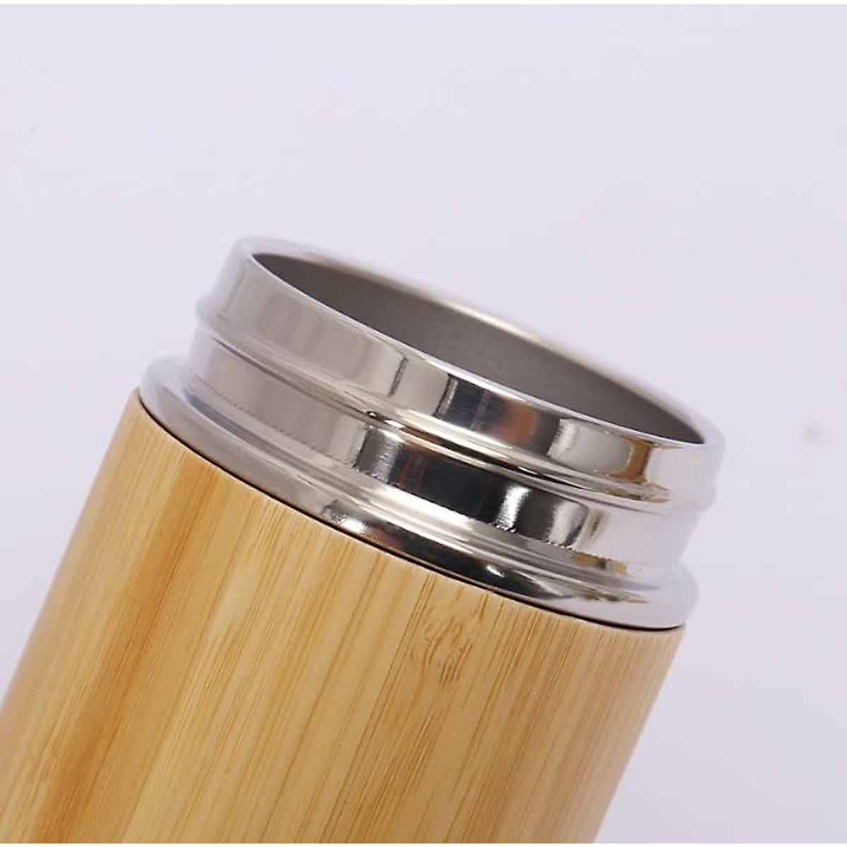 Shiok! Premium Bamboo Tea Tumbler with Strainer. 12 Oz Capacity Stainless Steel Thermos. Durable Double Walled Vacuum Insulated Travel Mug with filter- Keeps Hot & Cold up to 12hrs