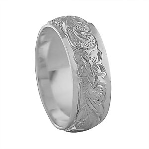 Sterling Silver Raised Hawaiian Band Ring Size 10